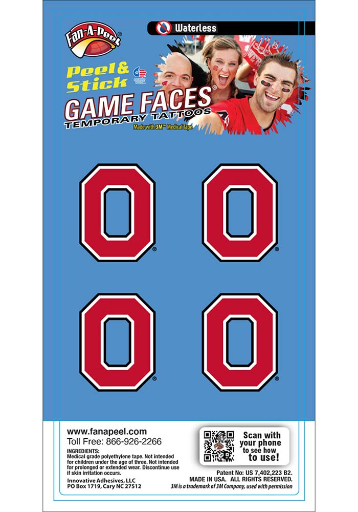 Ohio State Buckeyes Red Peel Stick 4 Pack Tattoo - 8640079