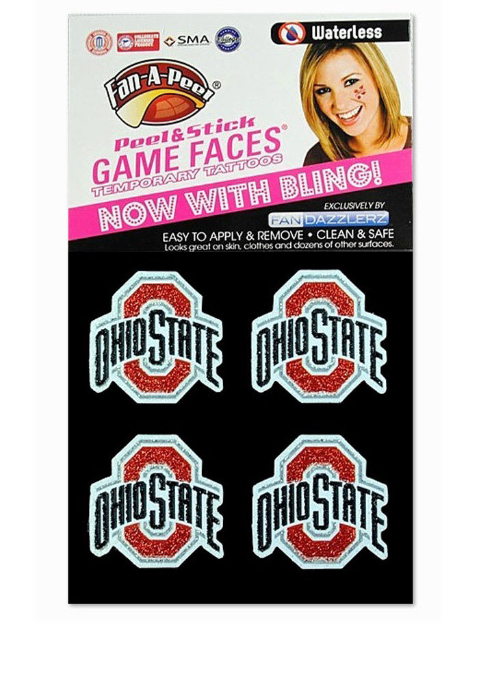 Ohio State Buckeyes Red 4 Pack Glitter Tattoo - 8640080