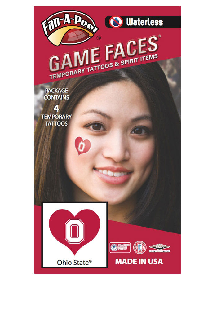 Ohio State Buckeyes Red Heart 4 Pack Tattoo - 8640081