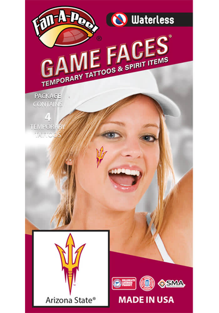 Arizona State Sun Devils Red Trident 4pk Tattoo - 8640163