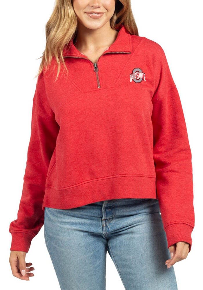Womens Red Buckeyes Ohio State Buckeyes Halftime Long Sleeve Qtr Zip ...