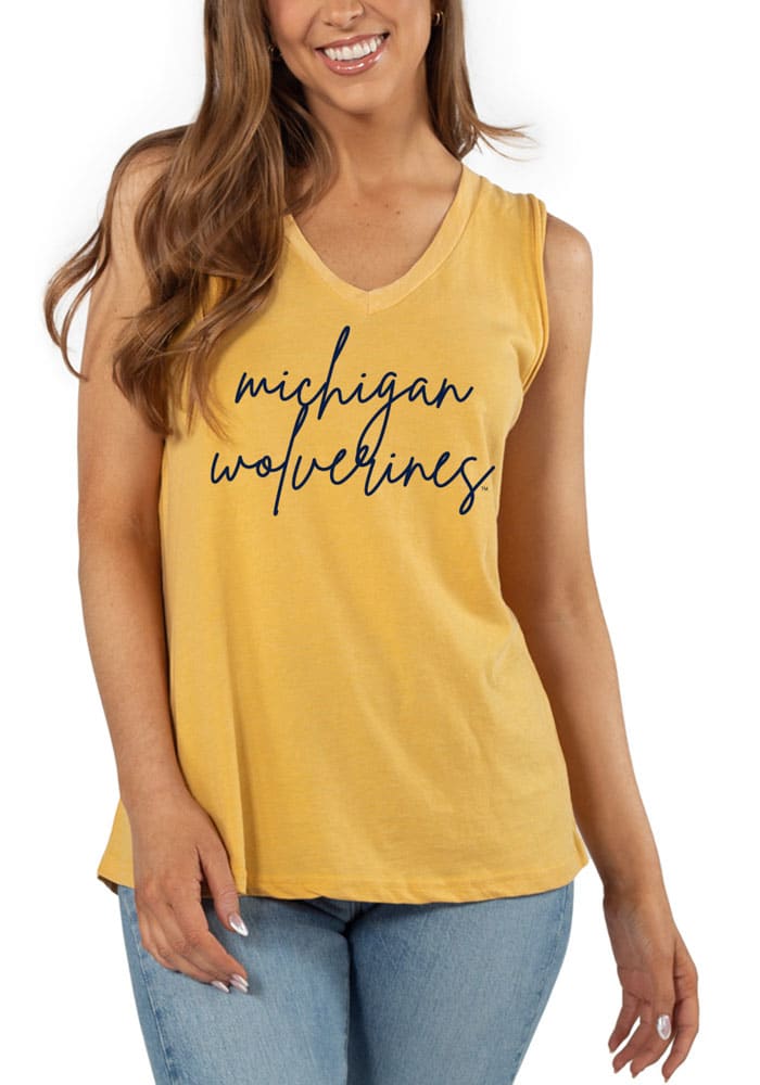 Michigan Wolverines Womens GOLD Sunkissed Style Tank Top - 86480437