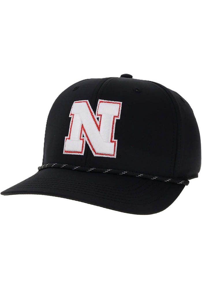 BLACK Back Nine Stretch Fit Wordmark Nebraska Cornhuskers Flex Hat ...