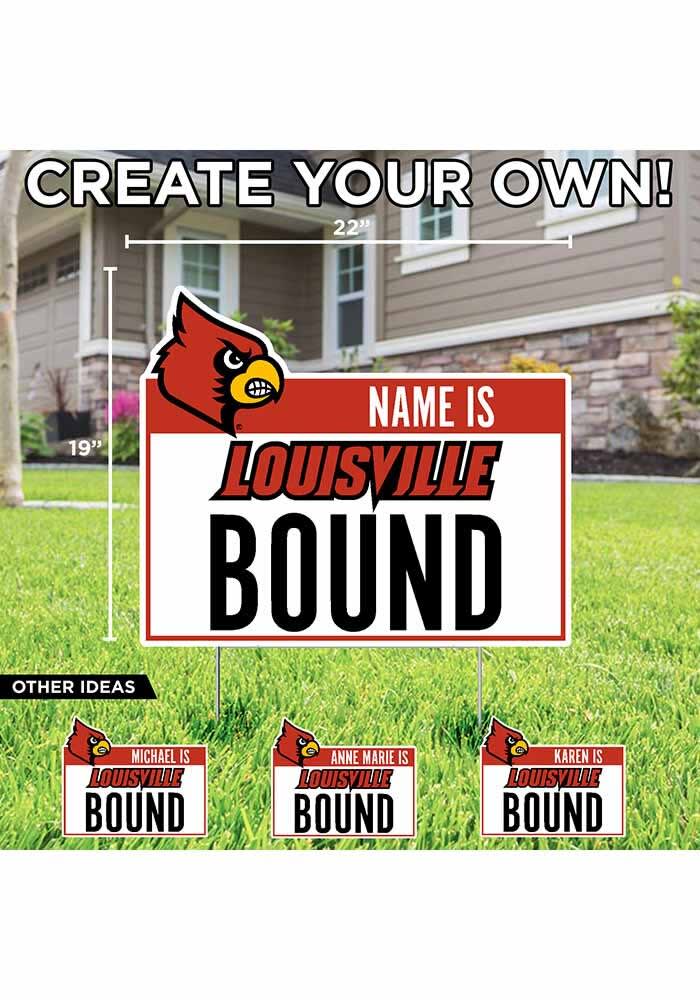 Louisville Cardinals White Personalized School Bound Yard Sign - 871792276