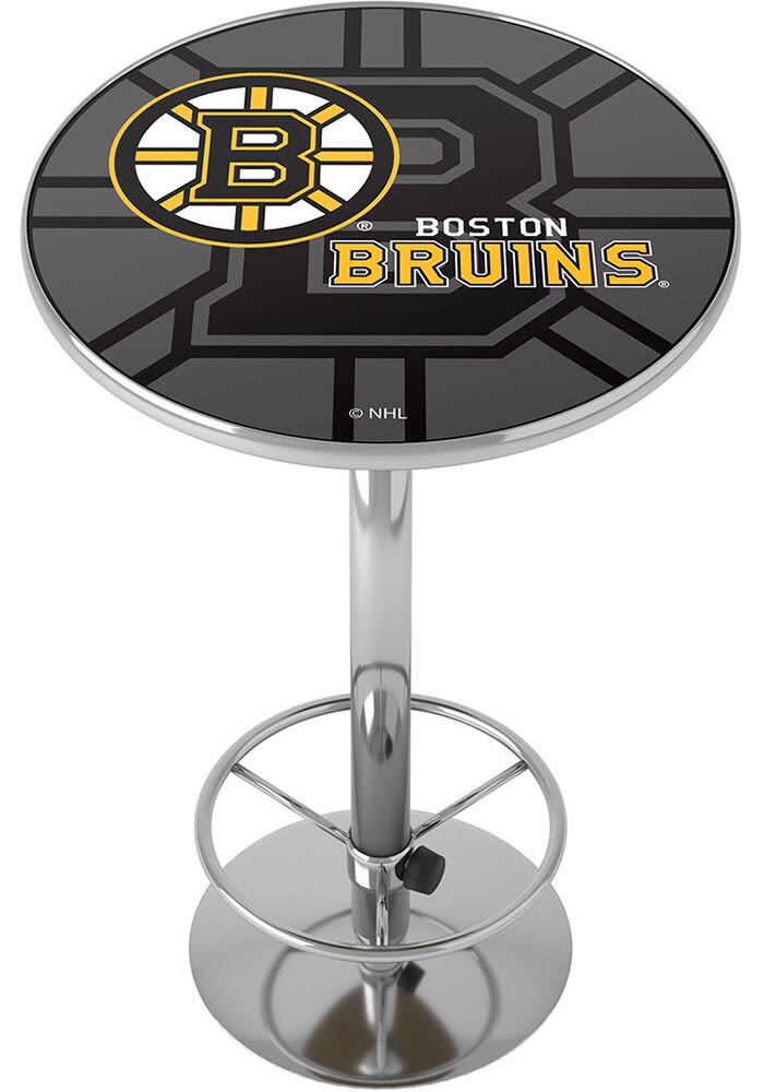 Boston Bruins Wordmark and Logo Acrylic Top YELLOW Pub Table - 87230610