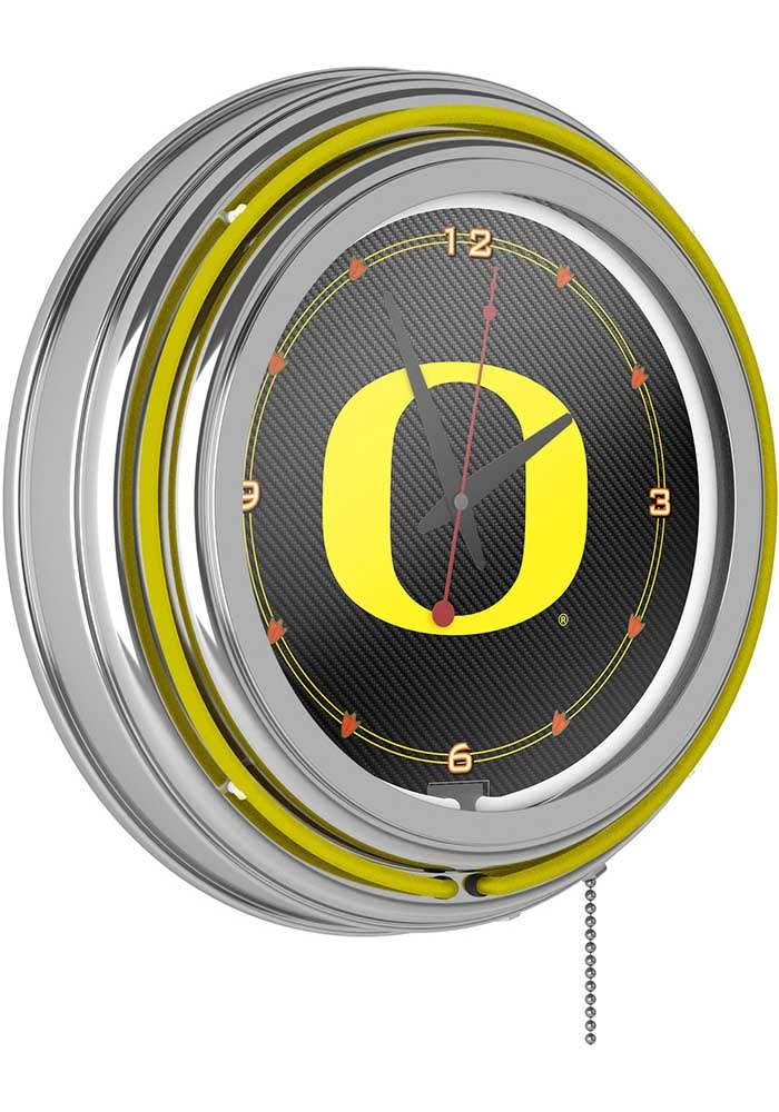 Oregon Ducks YELLOW Carbon Fiber Retro Neon Wall Clock
