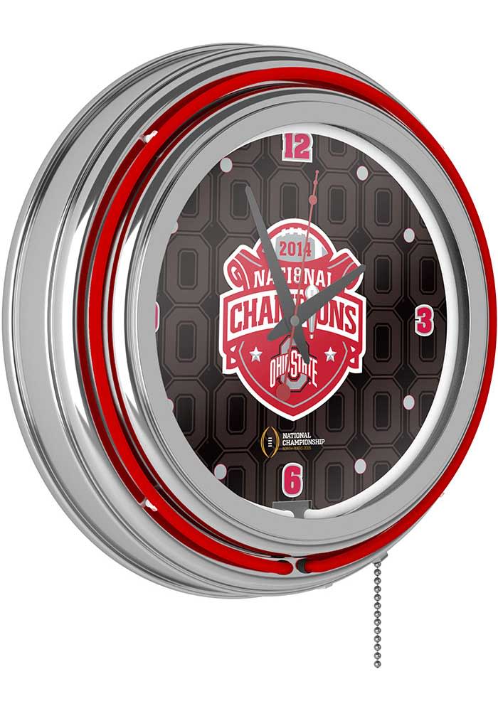 Ohio State Buckeyes BLACK CFP Champions 2014 Retro Neon Design Wall Clock