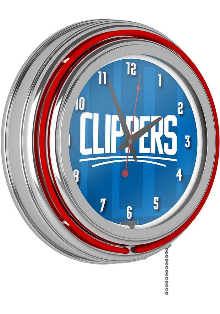Los Angeles Clippers Fade Retro Neon Wall Clock - Red