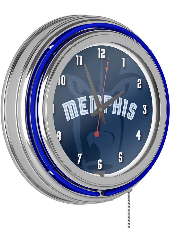 Memphis Grizzlies Fade Retro Neon Wall Clock - BLUE