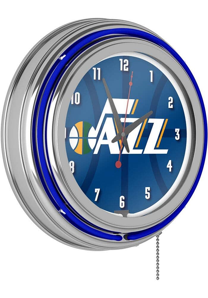 Utah Jazz Fade Retro Neon Wall Clock - BLUE