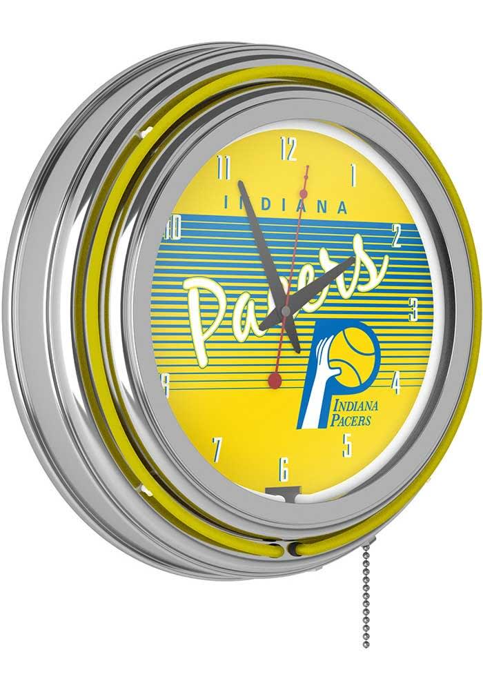 Indiana Pacers Hardwood Classic Retro Neon Wall Clock - YELLOW