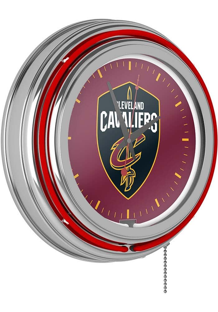 Cleveland Cavaliers Logo Retro Neon Wall Clock - Red