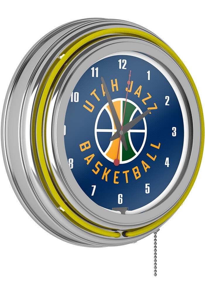 Utah Jazz Retro Neon Wall Clock - YELLOW