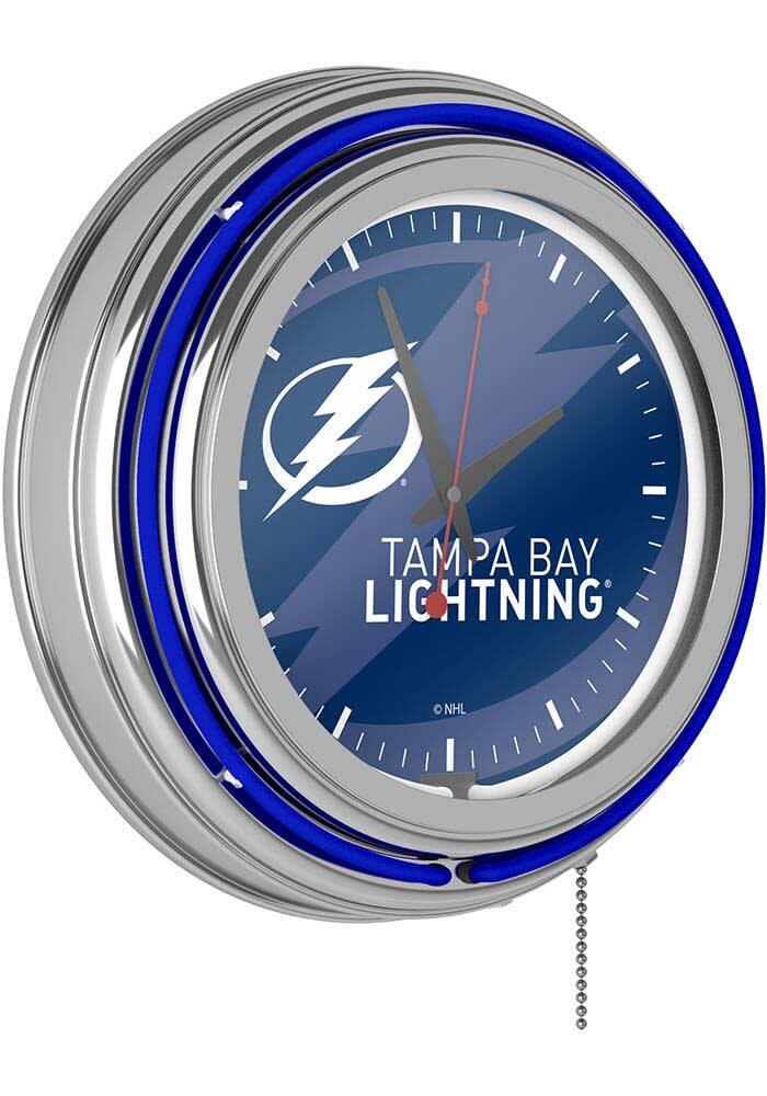 Tampa Bay Lightning Wordmark and Logo Retro Neon Wall Clock - BLUE