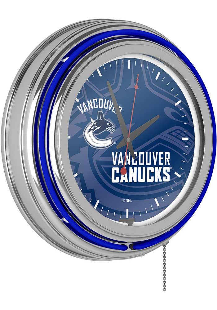 Vancouver Canucks Wordmark and Logo Retro Neon Wall Clock - BLUE