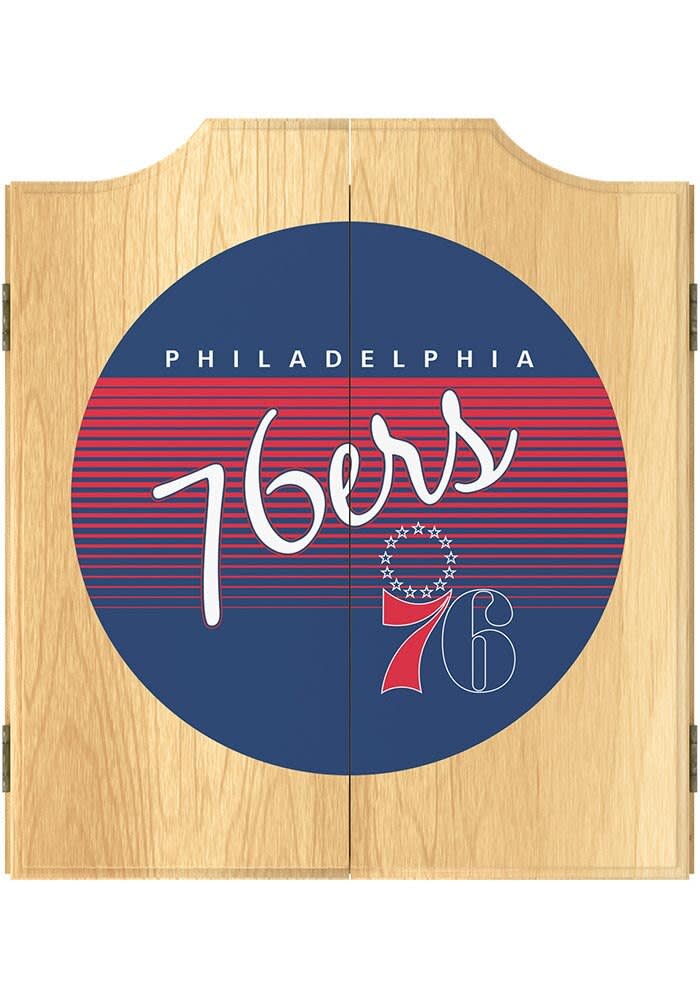 Philadelphia 76ers BLUE Hardwood Classic Logo Dart Board Cabinet - 87230917