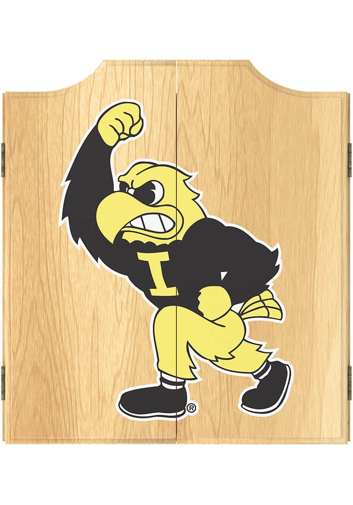 Iowa Hawkeyes YELLOW Herky Full Print Dart Board Cabinet - 87231032