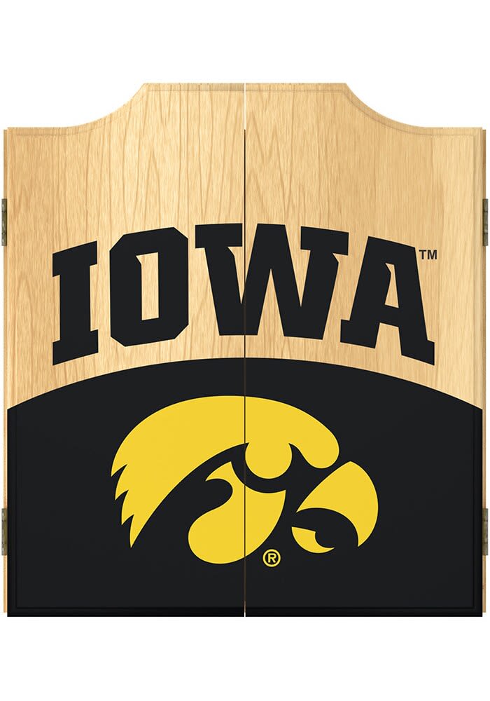 Iowa Hawkeyes YELLOW Full Print Logo Dart Board Cabinet - 87231033