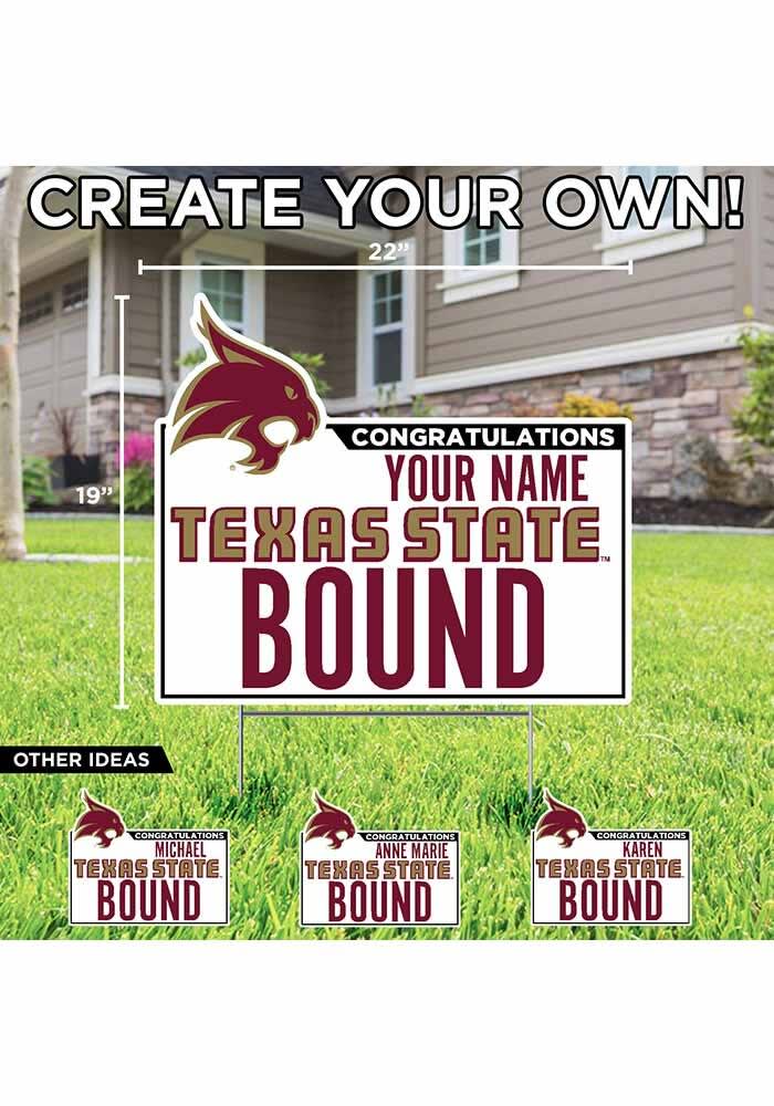 Texas State Bobcats White Personalized School Bound Yard Sign - 875209031