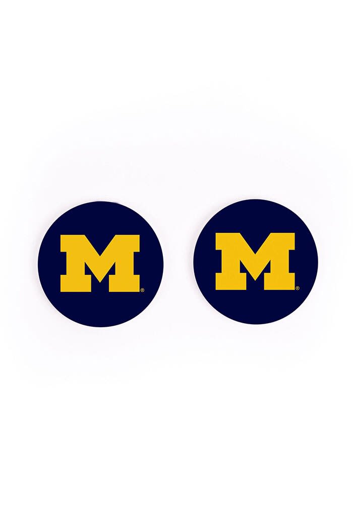 BLUE Michigan Wolverines 2 Pack Color Logo Car Coaster - 8780003