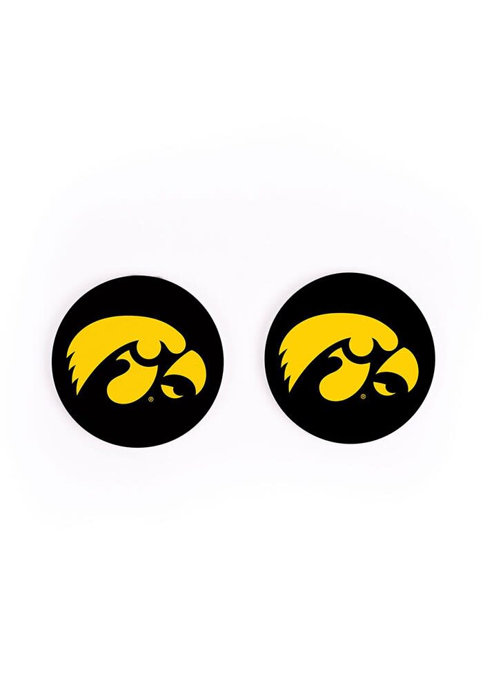 BLACK Iowa Hawkeyes 2 Pack Color Logo Car Coaster - 8780014
