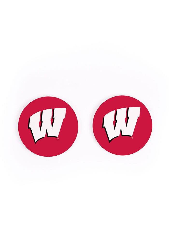 Wisconsin Badgers Red 2 Pack Color Logo Car Coaster - 8780016