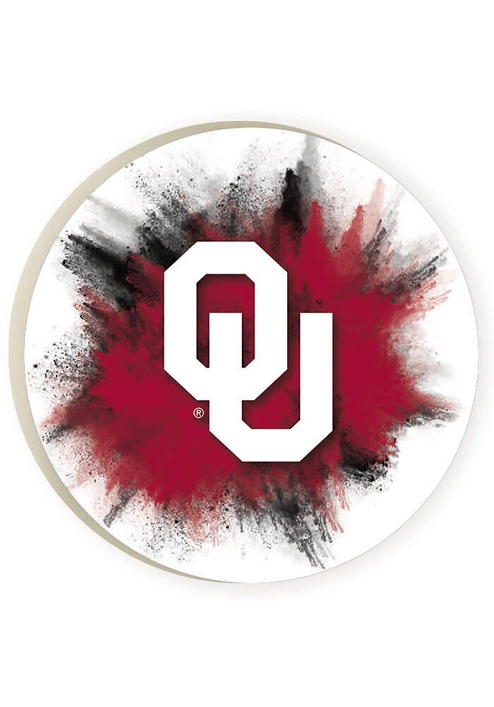 Oklahoma Sooners CRIMSON 2 Pack Color Logo Style Car Coaster - 8780065