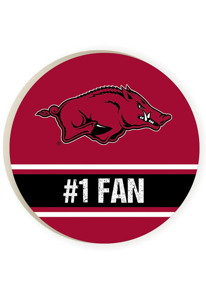 Arkansas Razorbacks Red Stripe 2 Pack Color Logo Car Coaster - 8780141