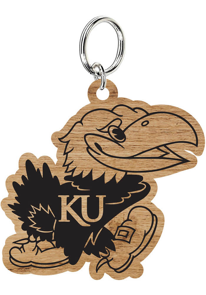 Kansas Jayhawks Brown Wood Keychain - 88491143