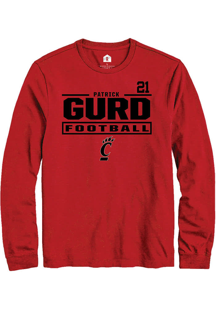 Patrick Gurd Mens Red Cincinnati Bearcats NIL Stacked Box Long Sleeve T ...