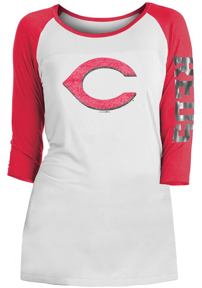 New Era Cincinnati Reds Womens WHITE Athletic Long Sleeve LS Tee - 88882340