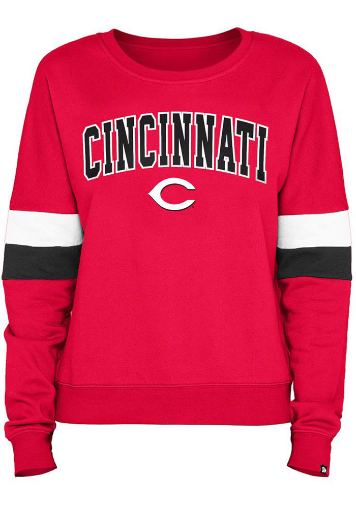 Cincinnati Reds New Era Crew Sweatshirt Womens RED Contrast Long Sleeve ...