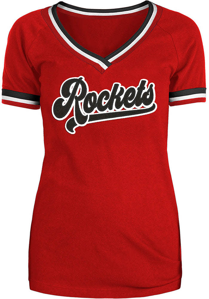 New Era Houston Rockets Womens Red Raglan T-Shirt - 88886130