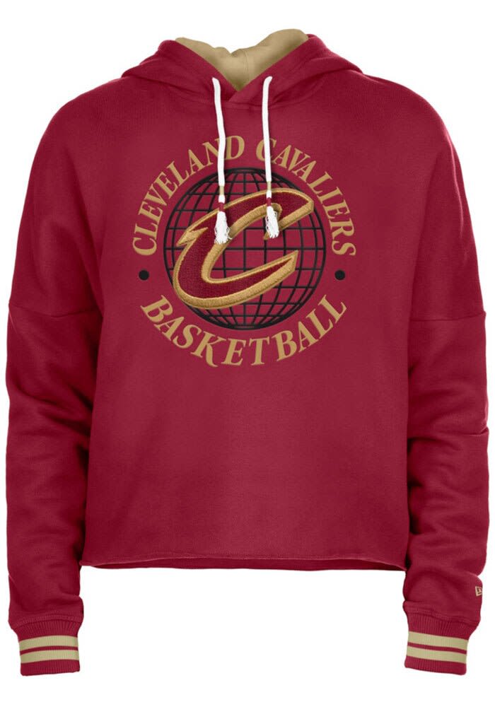 New Era Cleveland Cavaliers Womens MAROON Half Time Hoodie - 88886313