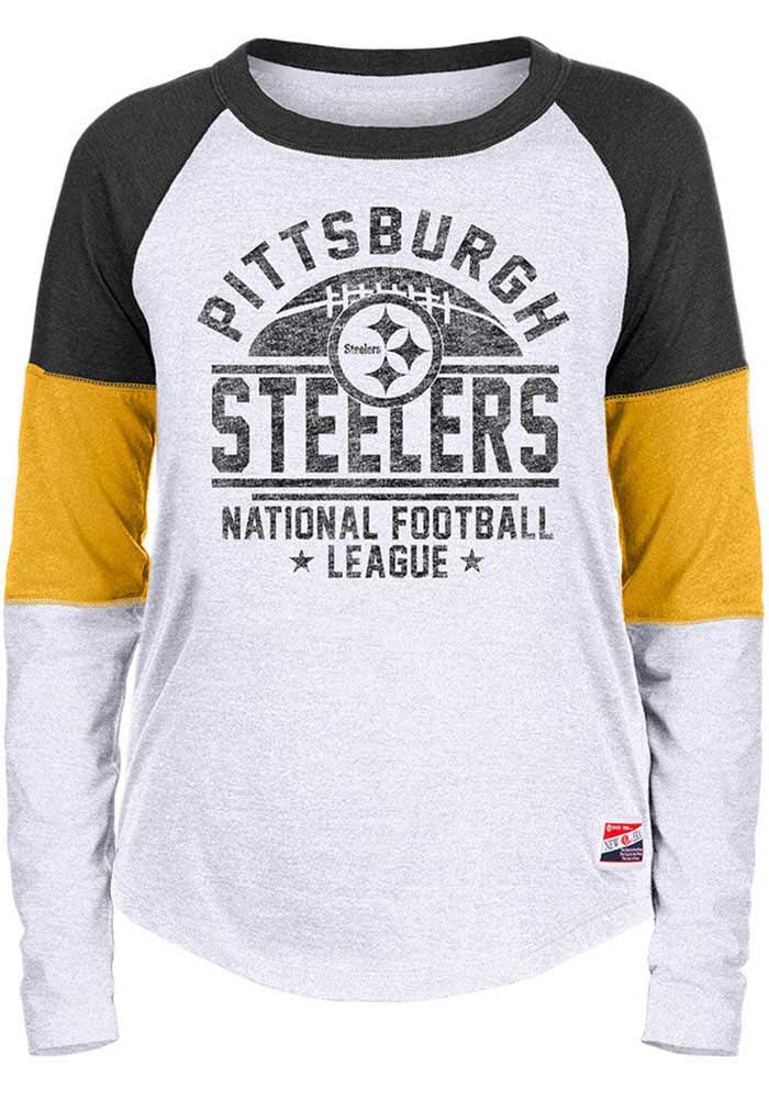 New Era Pittsburgh Steelers Womens White Contrast Long Sleeve LS Tee ...
