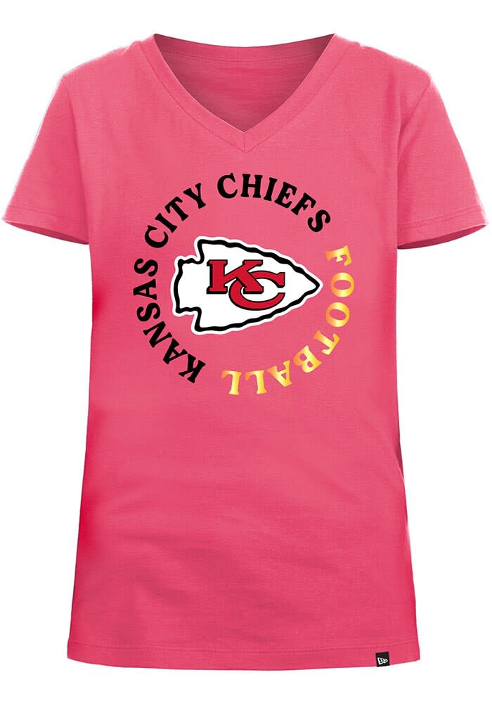 New Era Kansas City Chiefs Girls PINK Foil Print Circle Short Sleeve ...