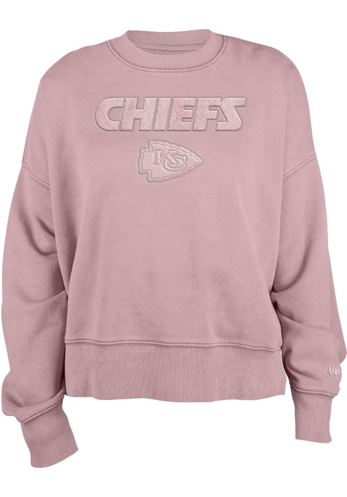 Kansas City Chiefs New Era Crew Sweatshirt Womens PINK Chenille Long Sleeve