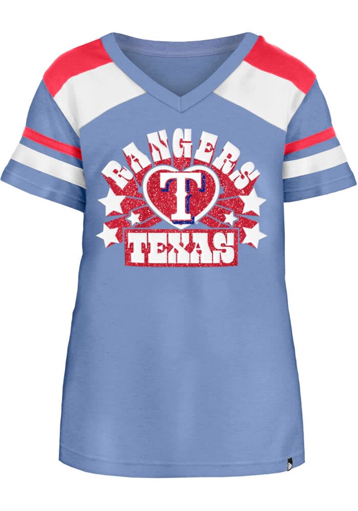 New Era Texas Rangers Girls Hearts and Stars Short Sleeve Fashion T ...