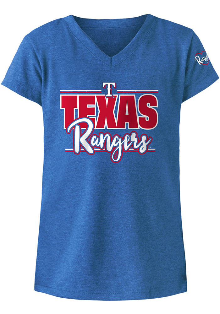New Era Texas Rangers Girls BLUE Wordmark Short Sleeve Fashion T-Shirt ...