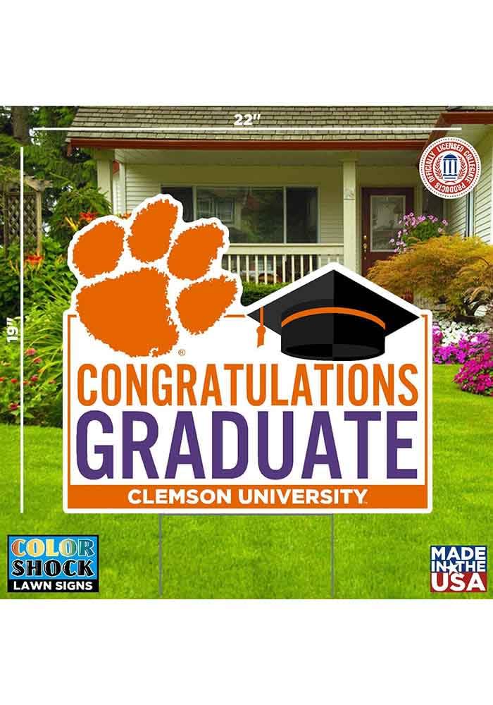 Clemson Tigers White Congratulations Graduate Yard Sign - 898580991