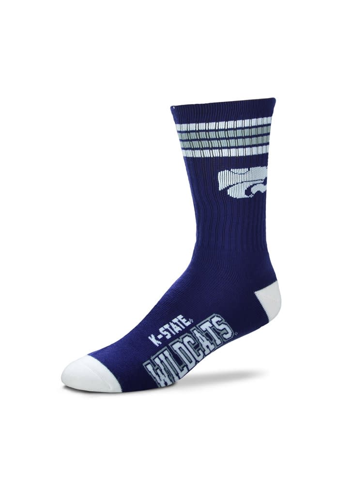 K-State Wildcats PURPLE Duece Four Stripe Mens Crew Socks - 9020815
