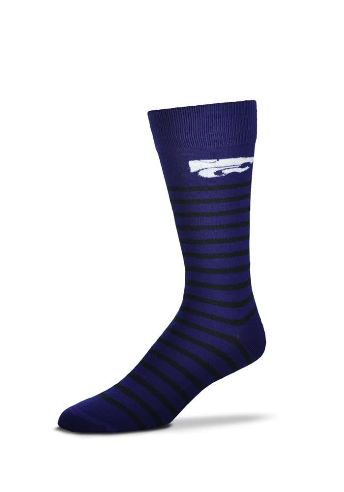 K-State Wildcats PURPLE Fun Stripe Mens Dress Socks - 9020906