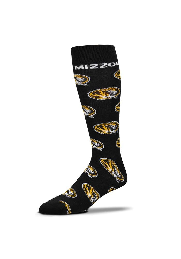 Missouri Tigers BLACK Allover Logo Mens Dress Socks - 90210064