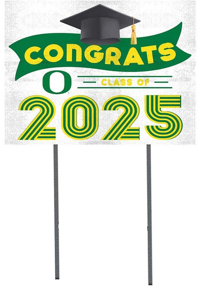 Oregon Ducks White Class of 2025 graduation graphic Yard Sign - 9023335