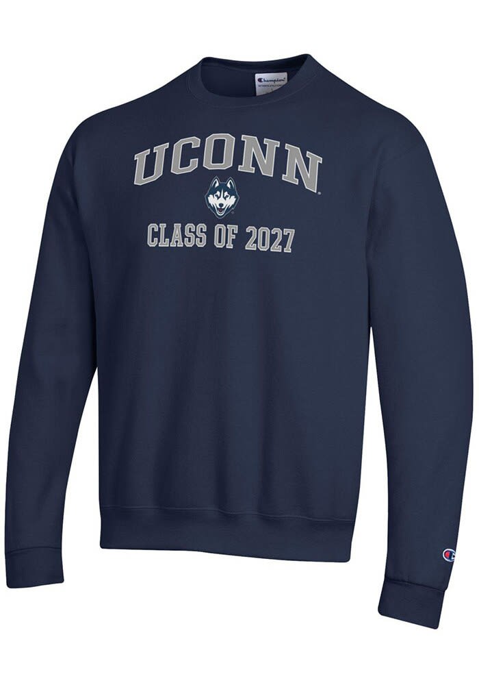 Champion UConn Huskies Mens NAVY Font Class of 2027 Powerblend Crew ...