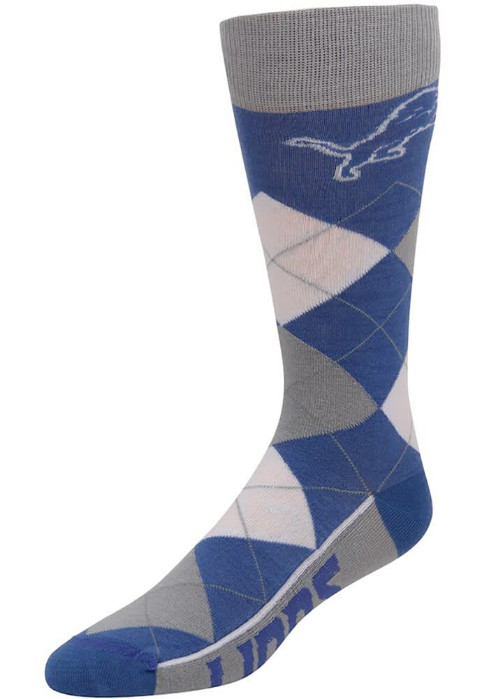 Detroit Lions BLUE Calf Logo Mens Argyle Socks - 90290222