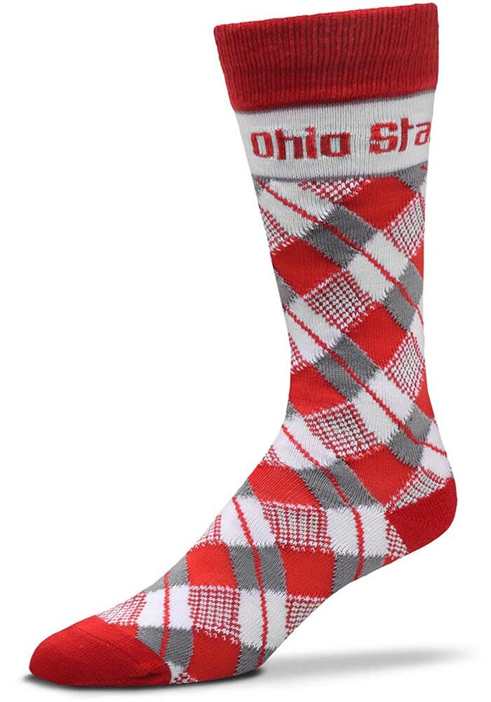Ohio State Buckeyes RED Plaid Mens Argyle Socks - 90290506
