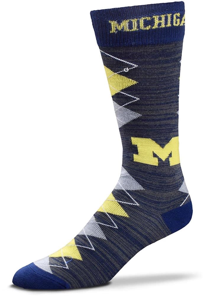 Michigan Wolverines BLUE Fan Nation Design Mens Argyle Socks - 90290644