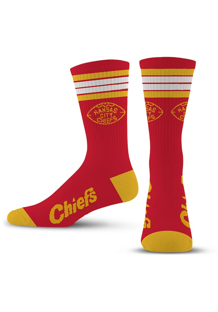 Kansas City Chiefs RED Classic 4 Stripe Deuce Mens Crew Socks - 90291085