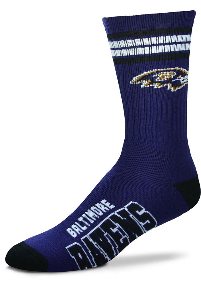 Baltimore Ravens PURPLE 4 Stripe Deuce Mens Crew Socks - 90291132